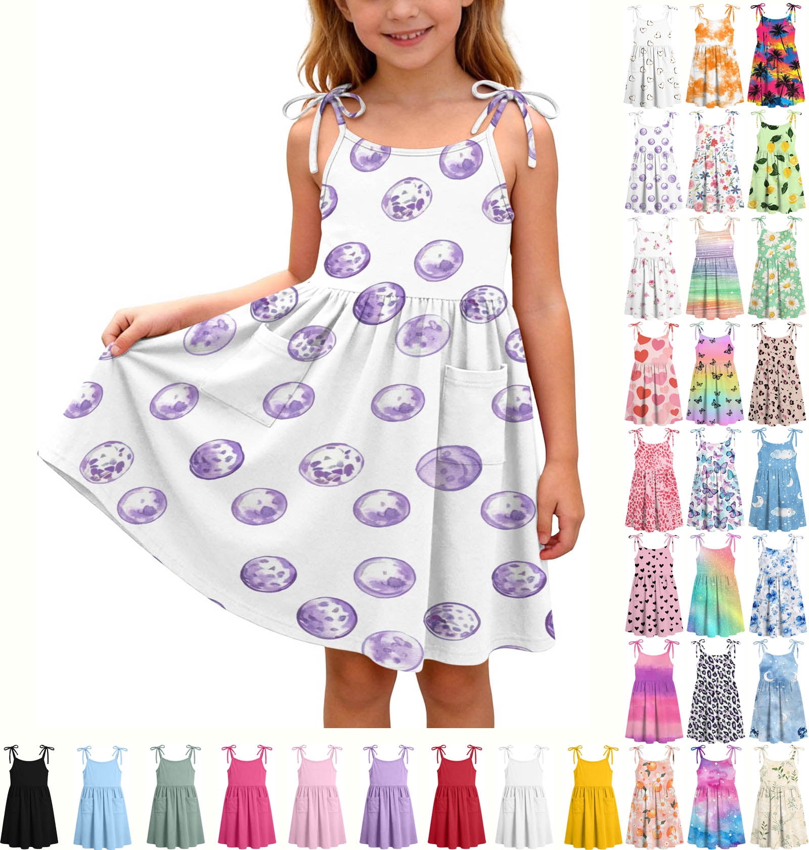 2-12T Cute Print Cami Dresses for Toddlers Girls Summer Sleeveless ...