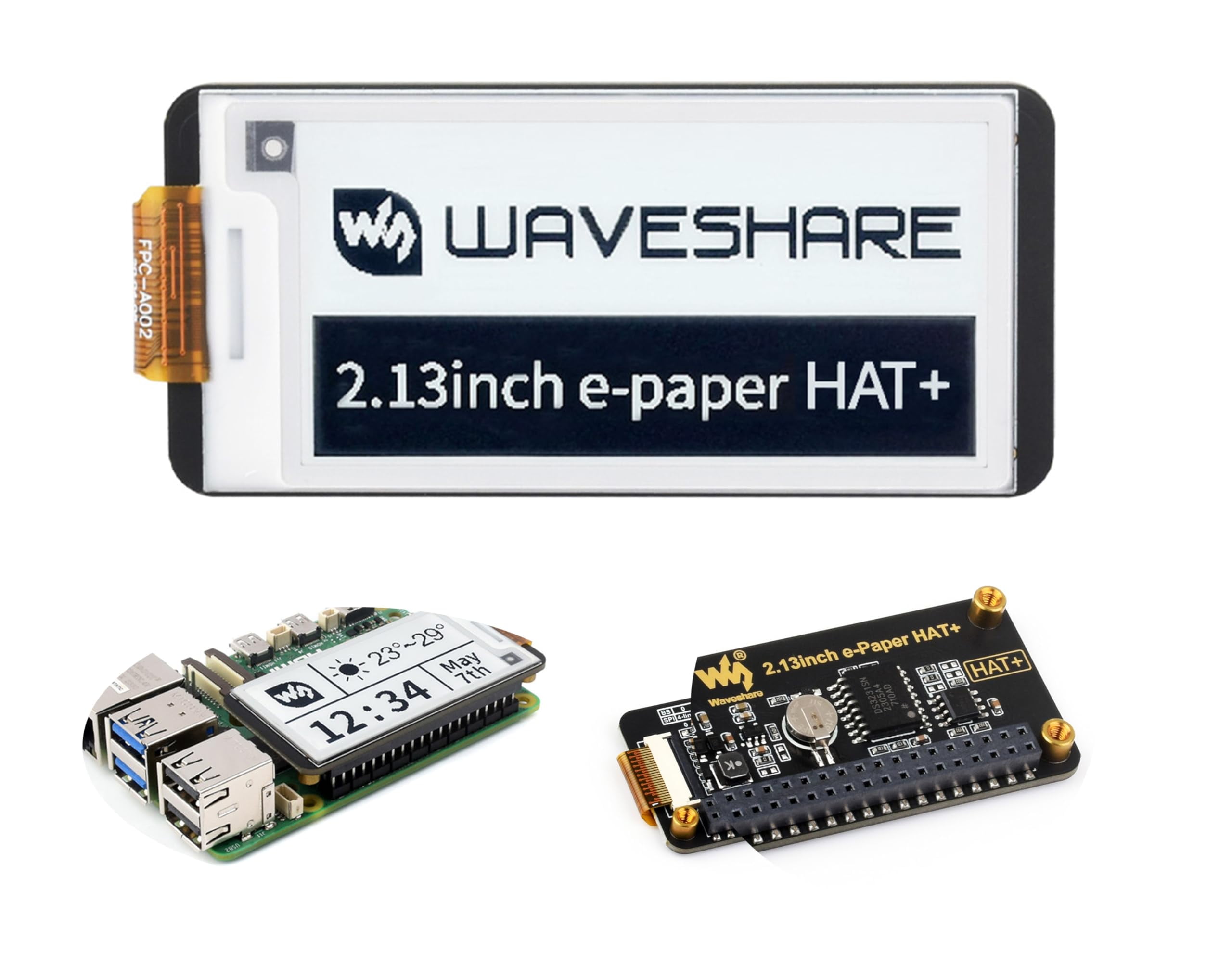 2.13inch E-Paper HAT+ for SSF20 Raspberry Pi 5/ W/WH/Zero 2 W/Jetson ...