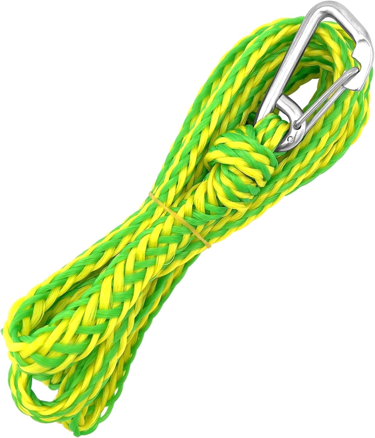 2.13m/3.66m mooring rope with carabiner and spliced eyelet, green ...
