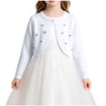 2-14 Years Girls Embroidered Knit Shrug Open Front Cropped Bolero ...