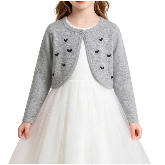 2-14 Years Girls Embroidered Knit Shrug Open Front Cropped Bolero ...