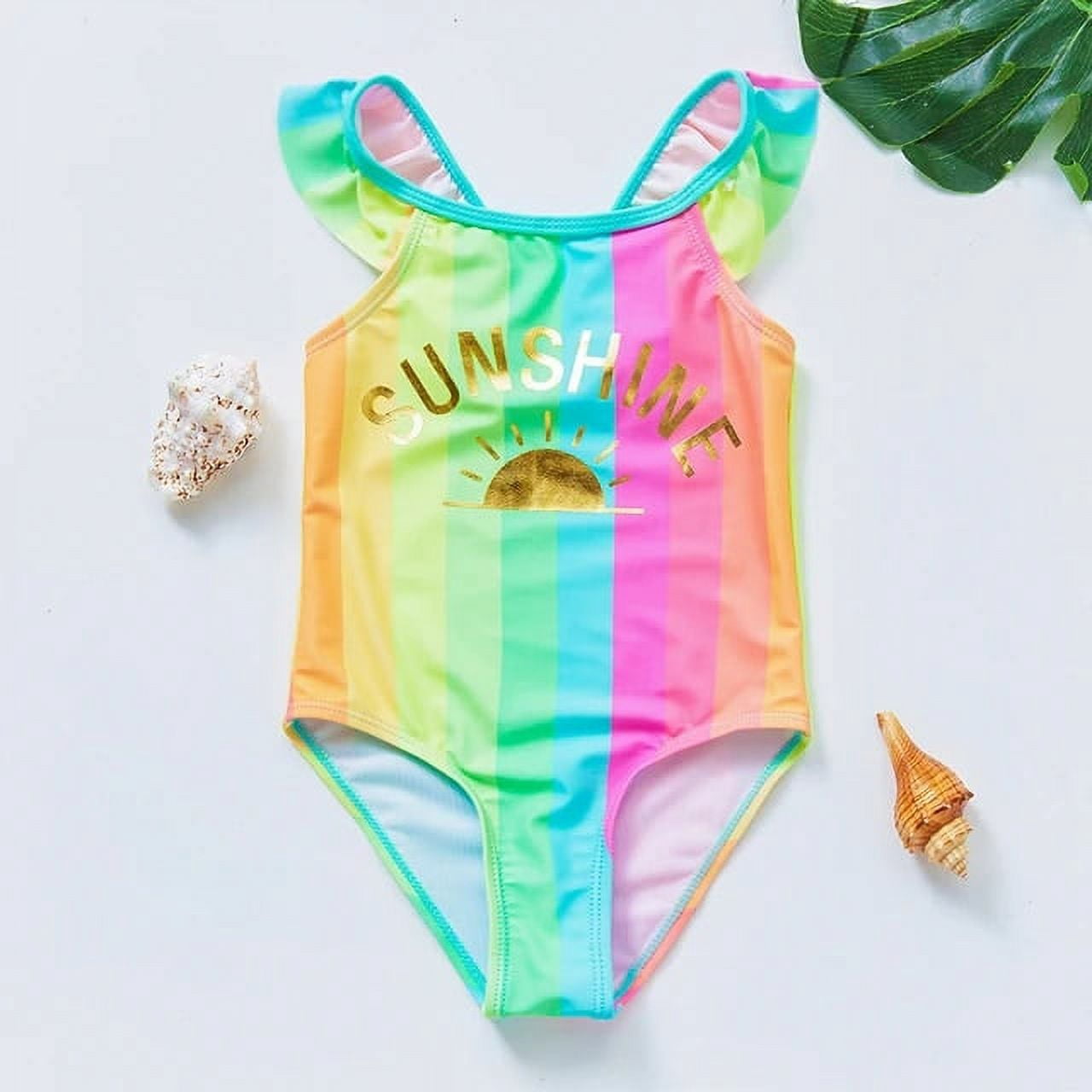 2-14 Years Girls Swimsuit 2022 New One Piece Swimwear Flamingo Ruffle ...