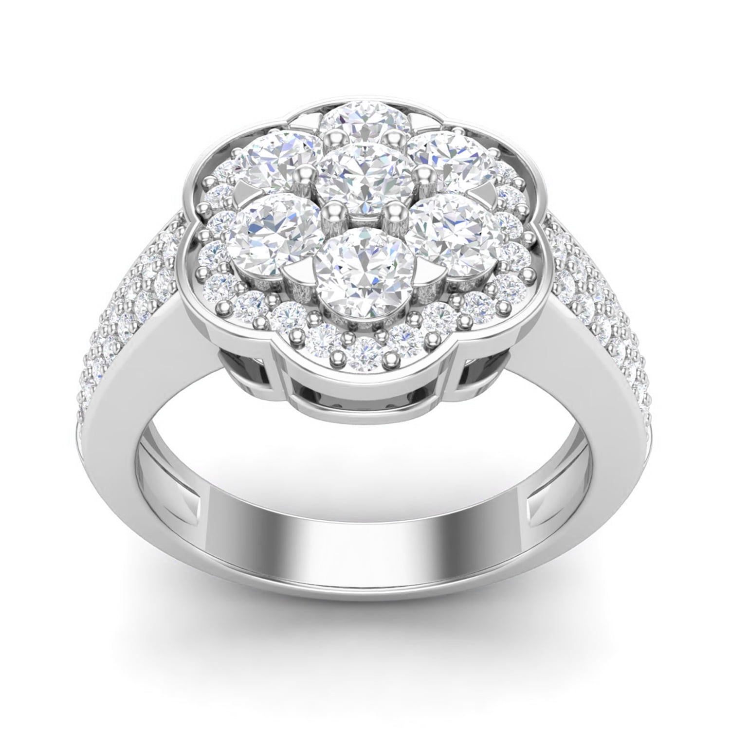 2.14CT EF/VSS1 Round Cut Platinum Over 925 Sterling Silver Halo ...