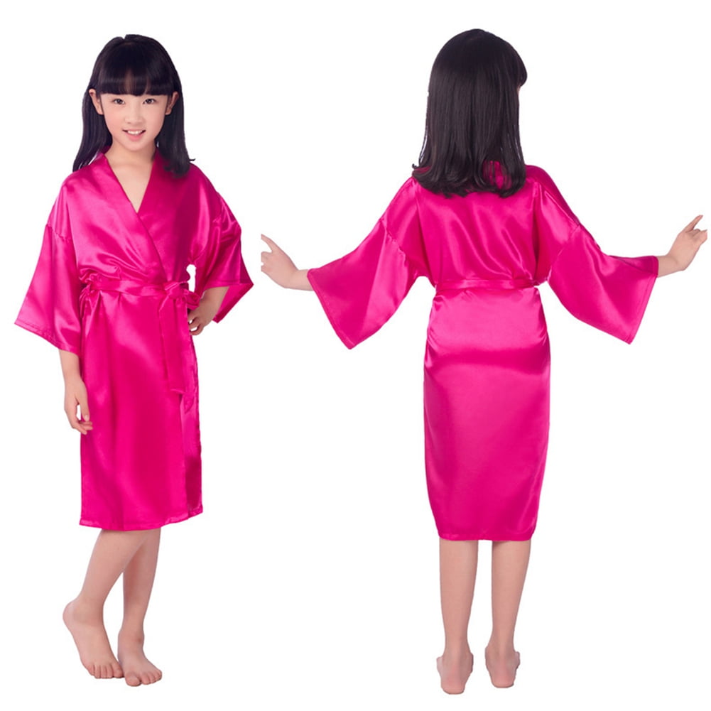 2-14T Kids Satin Robes Teens Kimono Bathrobes Nightgown Pajamas ...