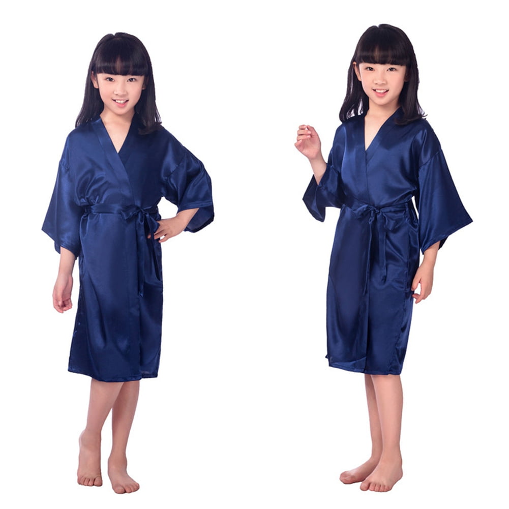 2-14T Kids Satin Robes Teens Kimono Bathrobes Nightgown Pajamas ...