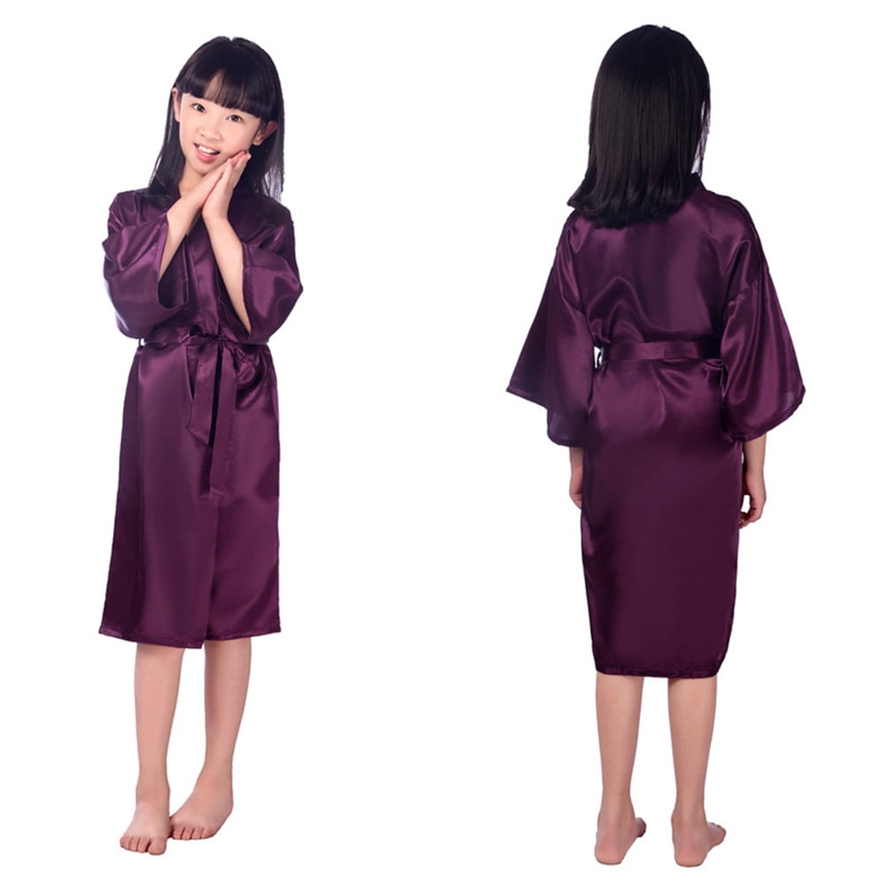 2-14T Kids Satin Robes Teens Kimono Bathrobes Nightgown Pajamas ...