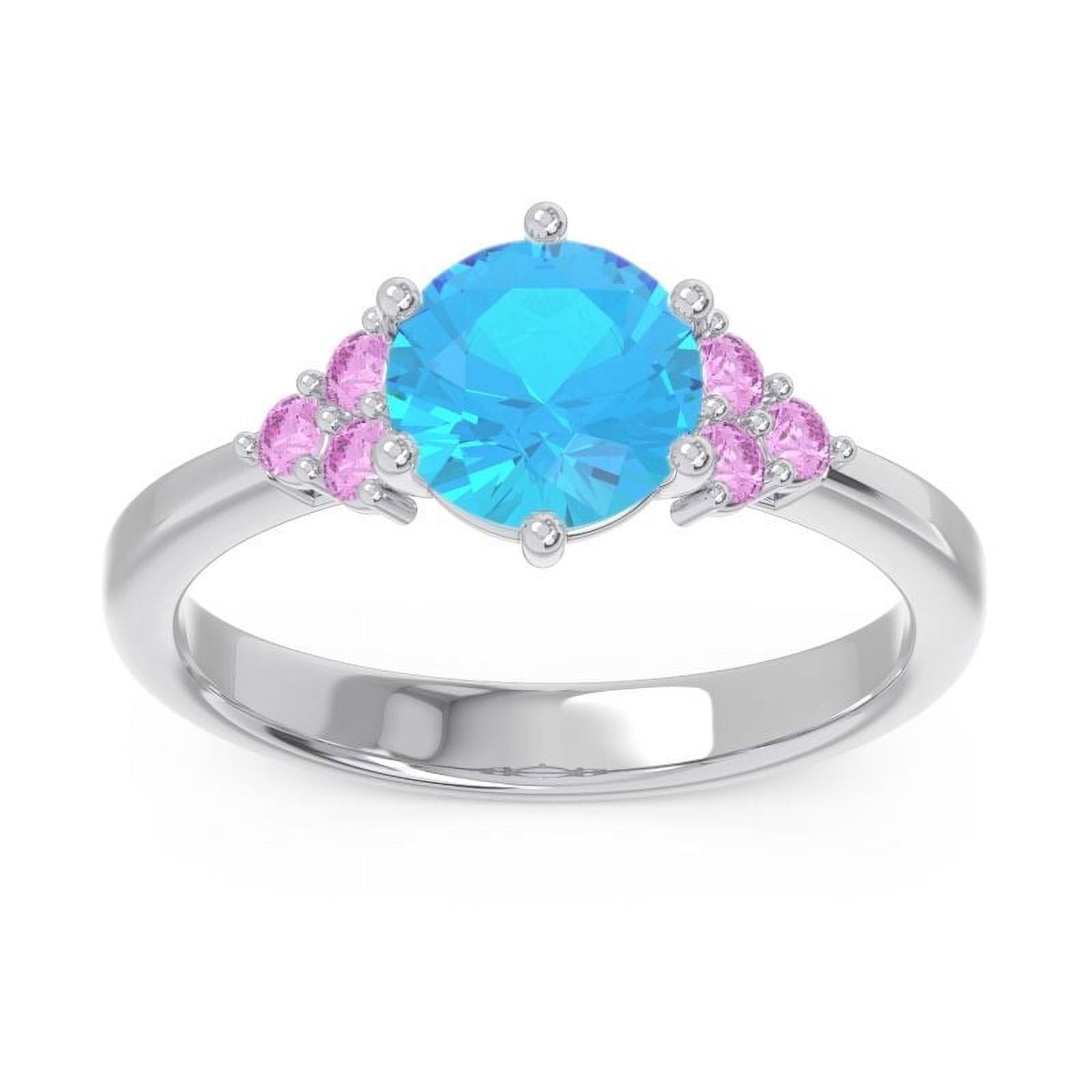 2.15 Carat Round Cut Blue Topaz & Pink Sapphire Gemstone New Design ...