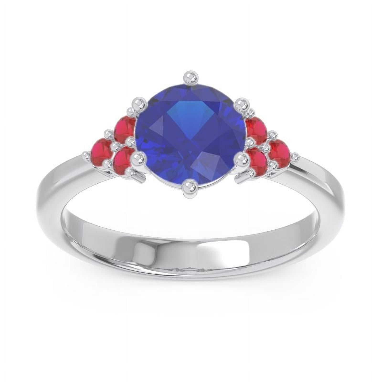 2.15 Ct Round Cut Blue Sapphire & Red Ruby Gemstone Latest Bridal Ring ...
