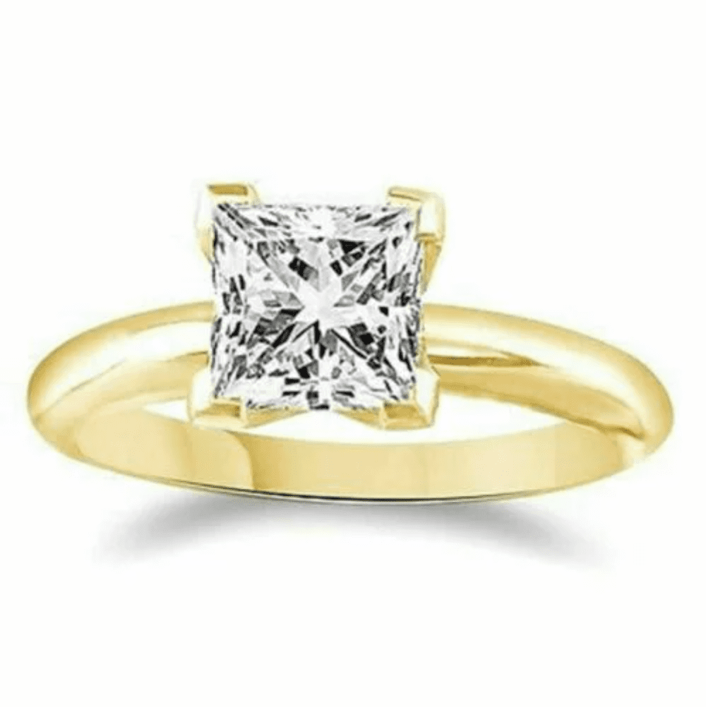 Viraj Gems 14K Yellow Gold Plated 2.15CT Moissanite Solitaire Ring for Women, D/VVS1, Fine ...