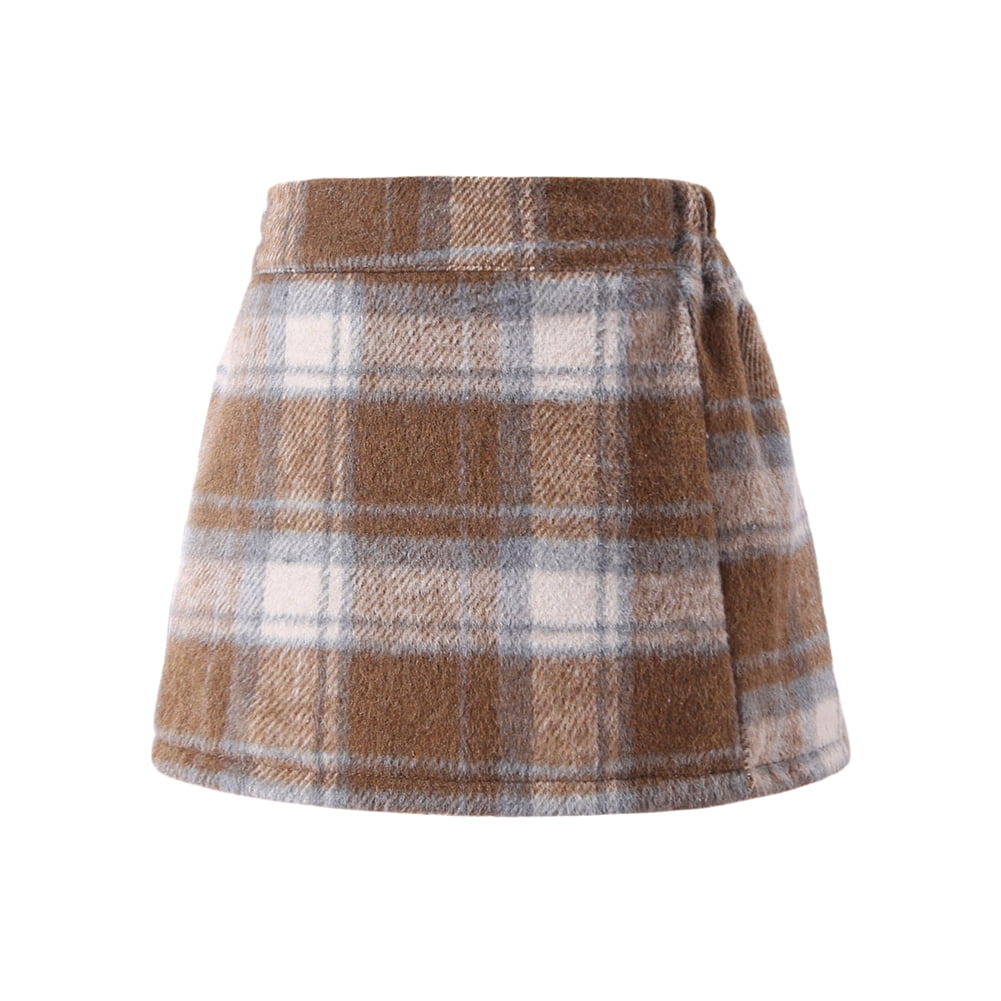 2-16 Years Girl High Waisted Plaid Skirt A-Line Mini Skirt Fall Winter ...