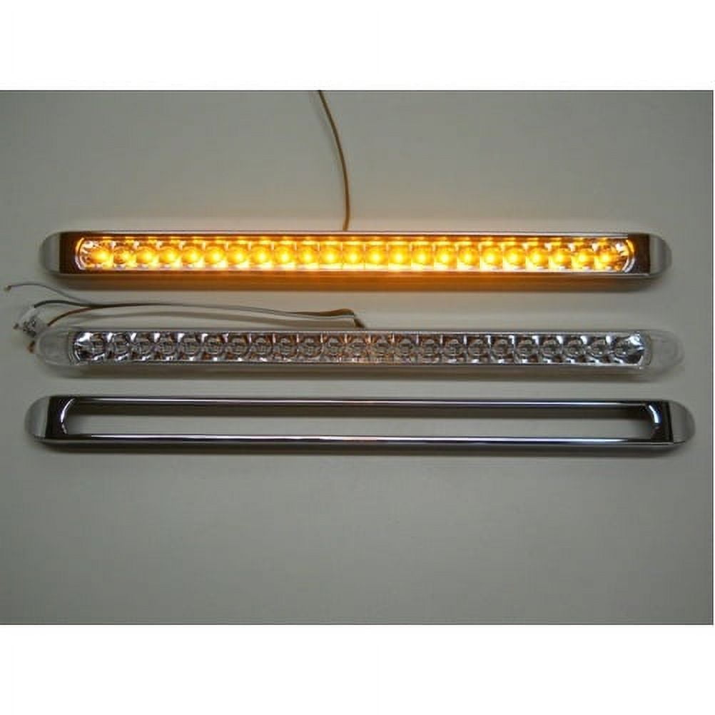 (2) 17" Slim Clear Amber 23 SMD LED Marker Turn Signal Lights / Chrome ...