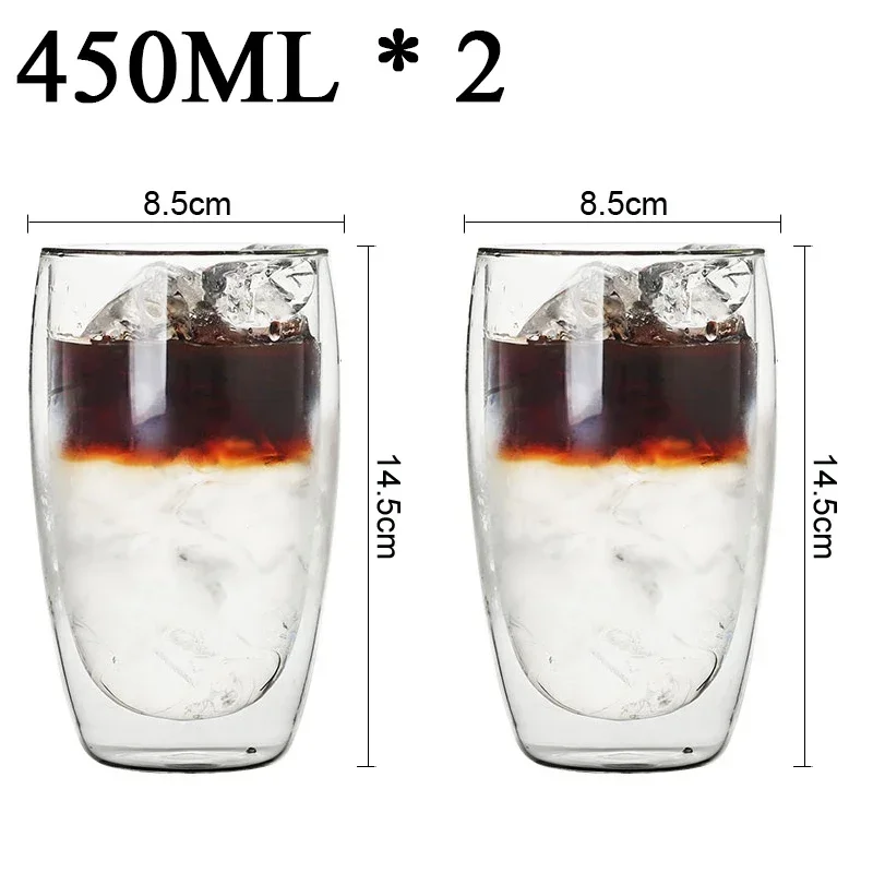 2-18PCS Double Wall High Borosilicate Glass Mug Heat Resistant Tea Milk ...