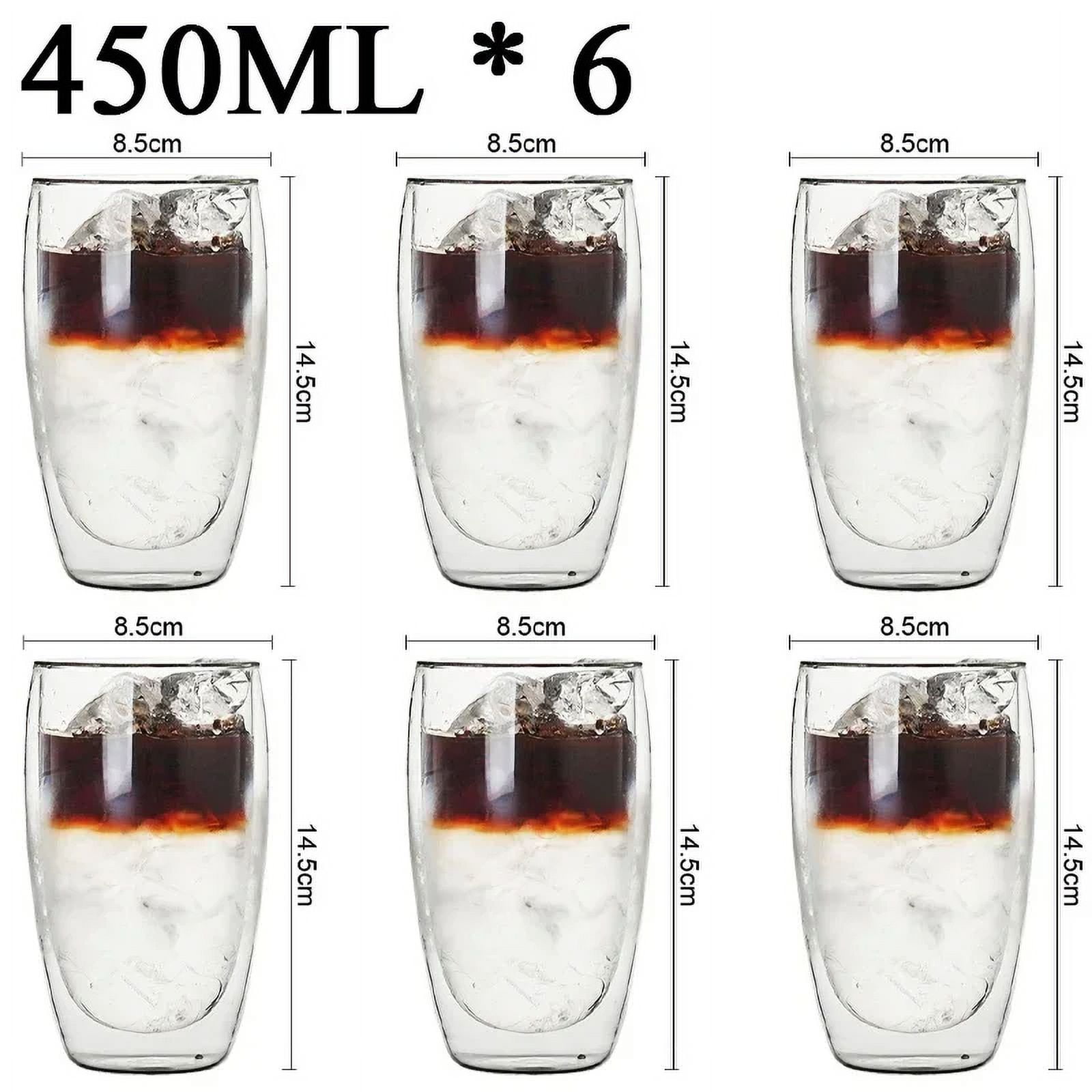 2-18PCS Double Wall High Borosilicate Glass Mug Heat Resistant Tea Milk ...