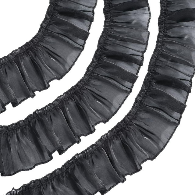 2.19 Yards 70mm Black Ruffled Lace Trim Vintage Ruffle Edging Ribbon ...