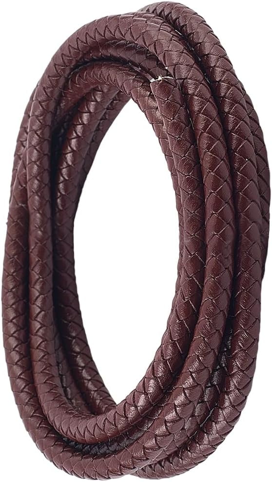 2.19 Yards Genuine Leather Cord for DIY Jewelry Making 6MM Round Woven ...