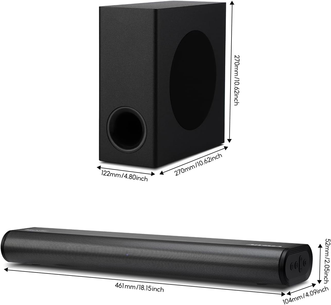 2.1CH Dolby Atmos Soundbar with Subwoofer, 200W Peak Power, Home ...