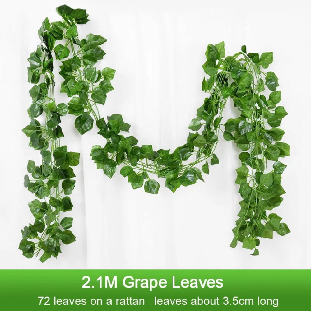 2.1M Artificial Plant Green Ivy Leaf Garland Silk Wall Hanging Vine Home Garden Decoration ...