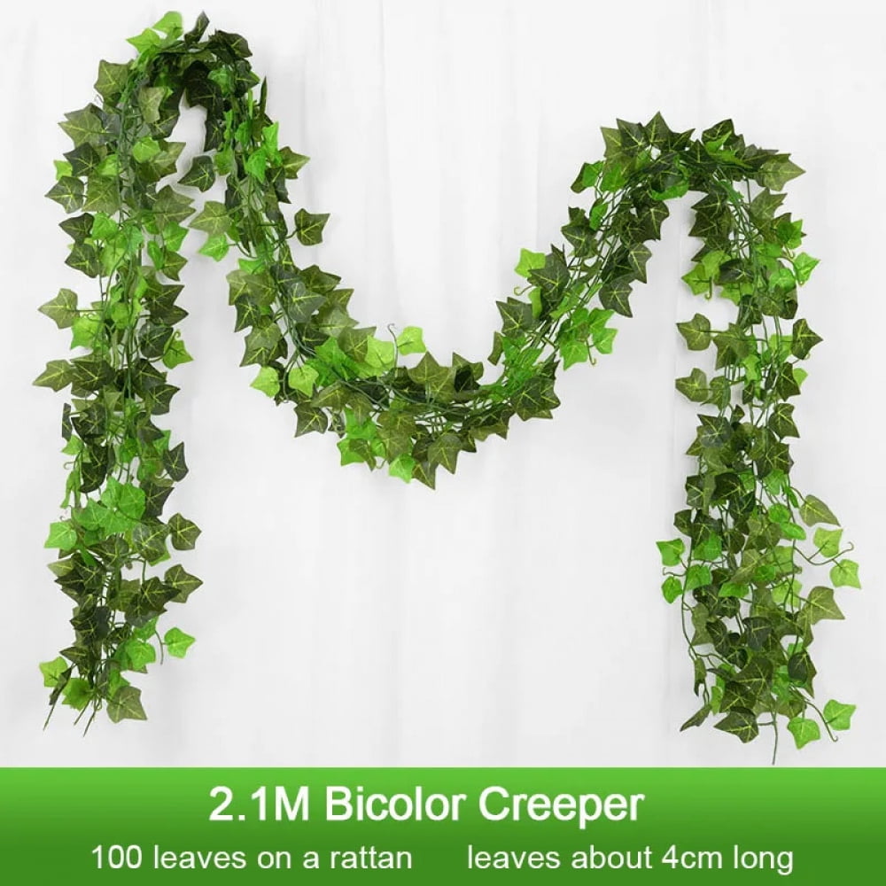 2.1M Artificial Plant Green Ivy Leaf Garland Silk Wall Hanging Vine Home Garden Decoration ...