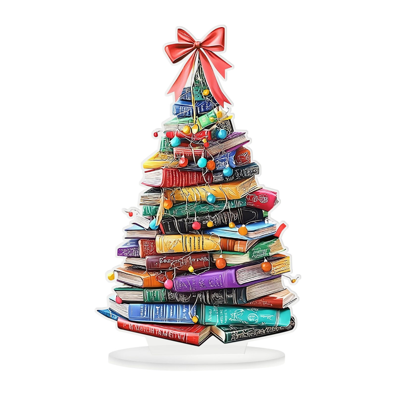 2/1PCS Acrylic Stack of Books Christmas Trees Signs, Christmas Tree ...