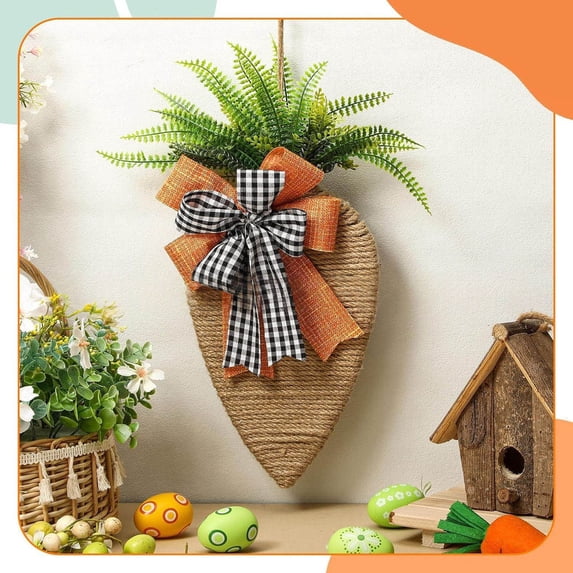 2/1PCS Easter Wreath Easter Carrot Wreath Sign, Easter Decoration ...