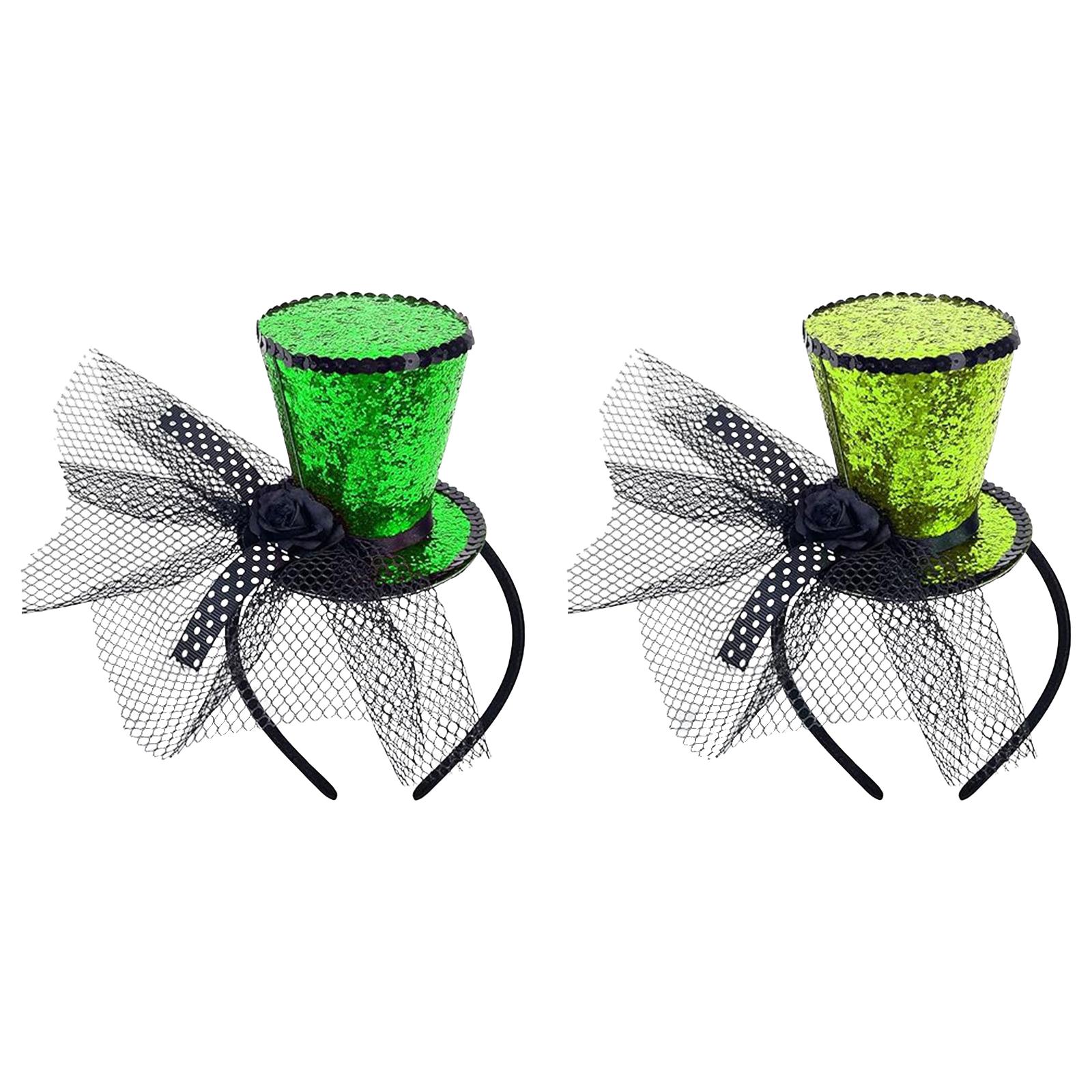 2/1PCS St. Patrick's Day Mini Top Hat Headband, Green Bow with Mesh and ...
