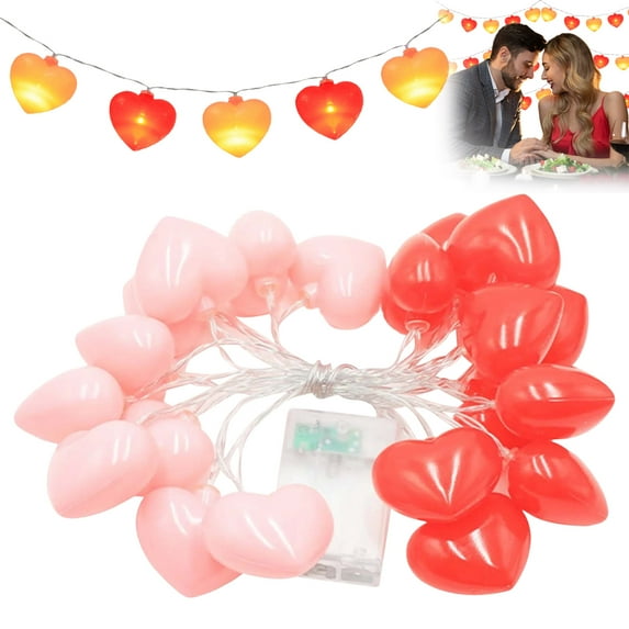 2/1PCS Valentine's Day Heart String Lights, Valentine Decorations Fairy ...