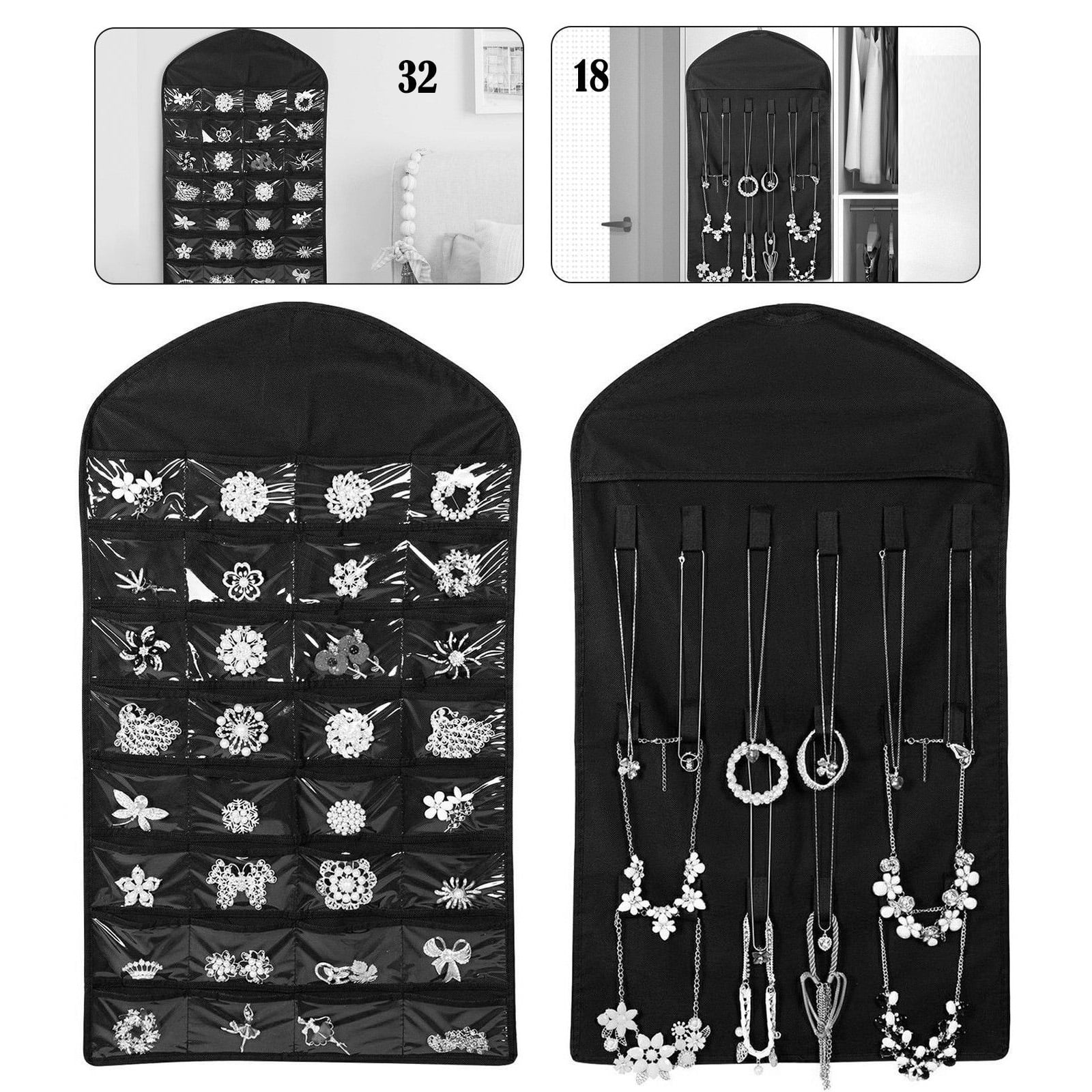 2/1Pcs Closet Hanging Jewelry Organizer Necklace Storage Holder Travel ...
