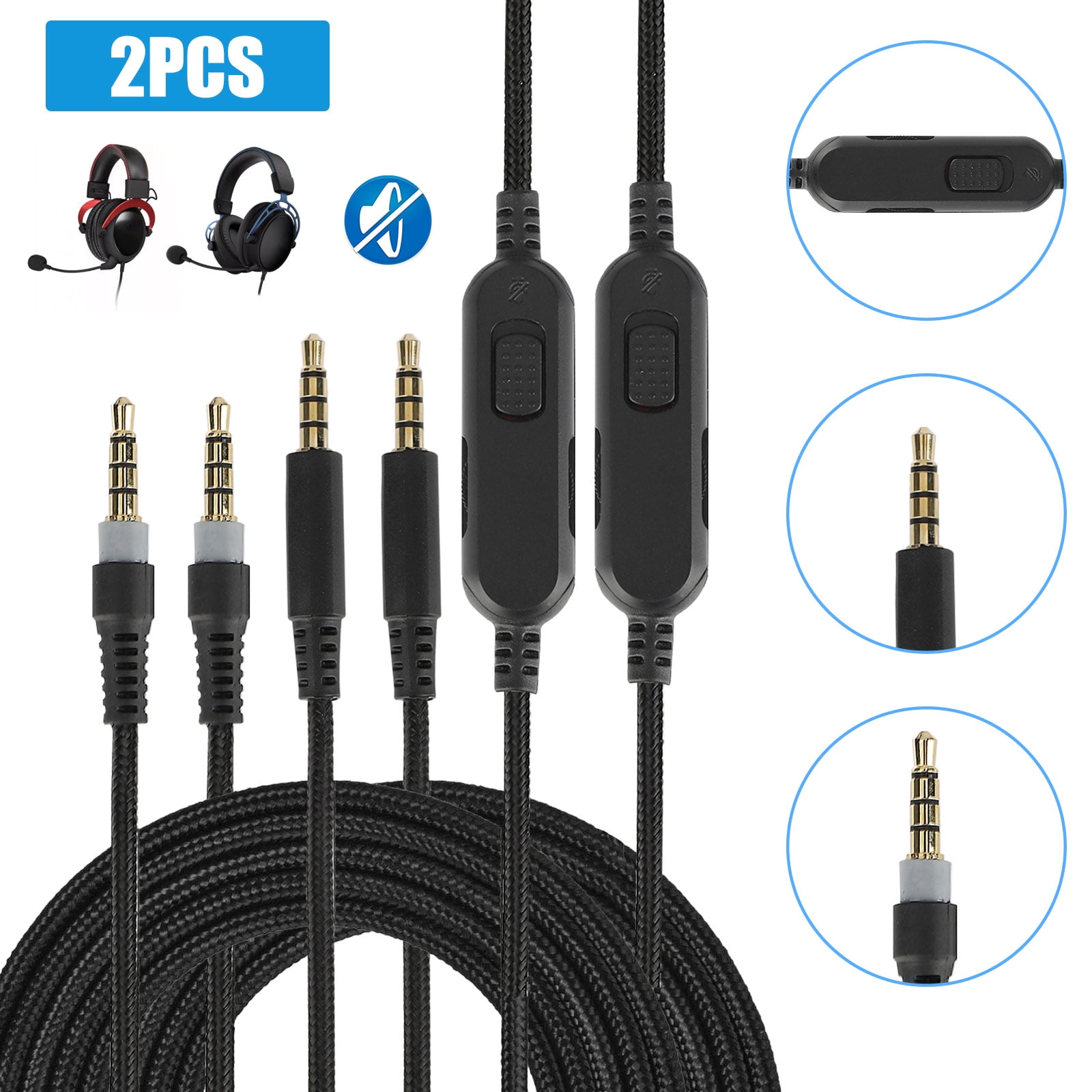 2/1Pcs Replacement Audio Cable Compatible with HyperX Cloud Mix Cloud ...