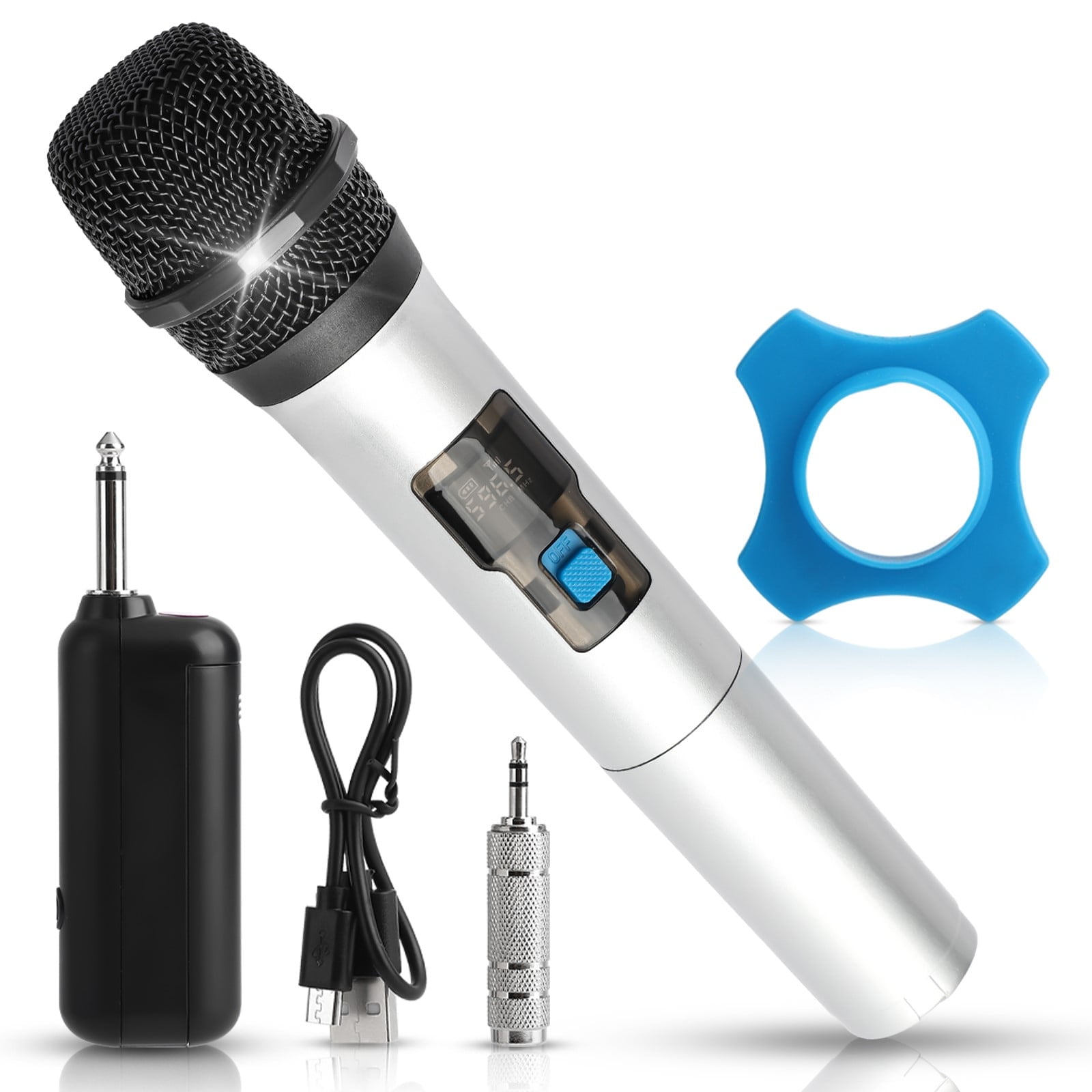 2/1Pcs VHF Wireless Microphone, Portable Dynamic Mic, Handheld Karaoke Machine Speaker with 3 ...