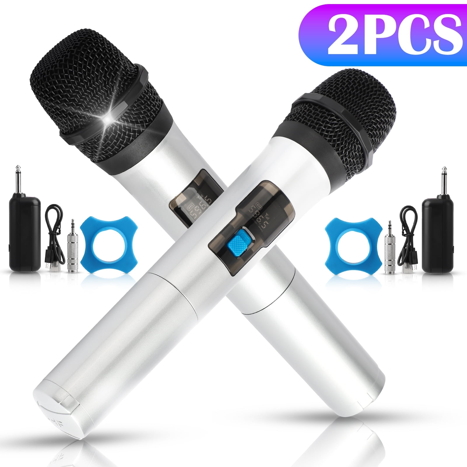 2/1Pcs Wireless UHF Microphone, Handheld Dynamic Mic with 6. 3mm ...