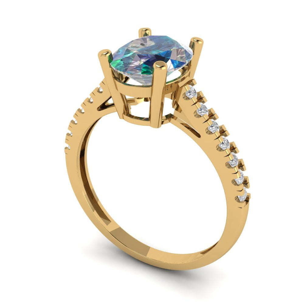 2.1ct Emerald Cut Blue Crystal 18k Pink Rose Gold Engraving Statement Bridal Wedding Halo ...