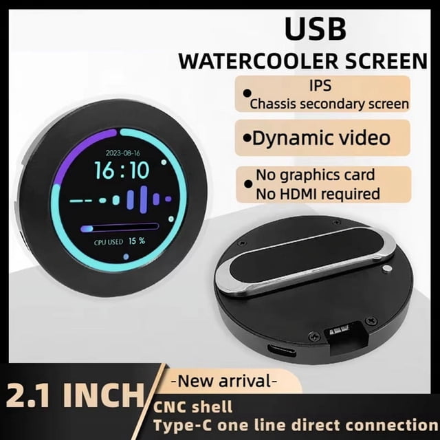 2.1inch CPU/GPU Cooler Round LCD Display, AIO Computer Temp Monitor for ...