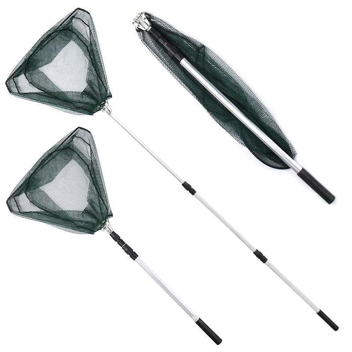 2.1m Telescopic Folding Fish Landing Fishing Net Extending Pole Trout ...