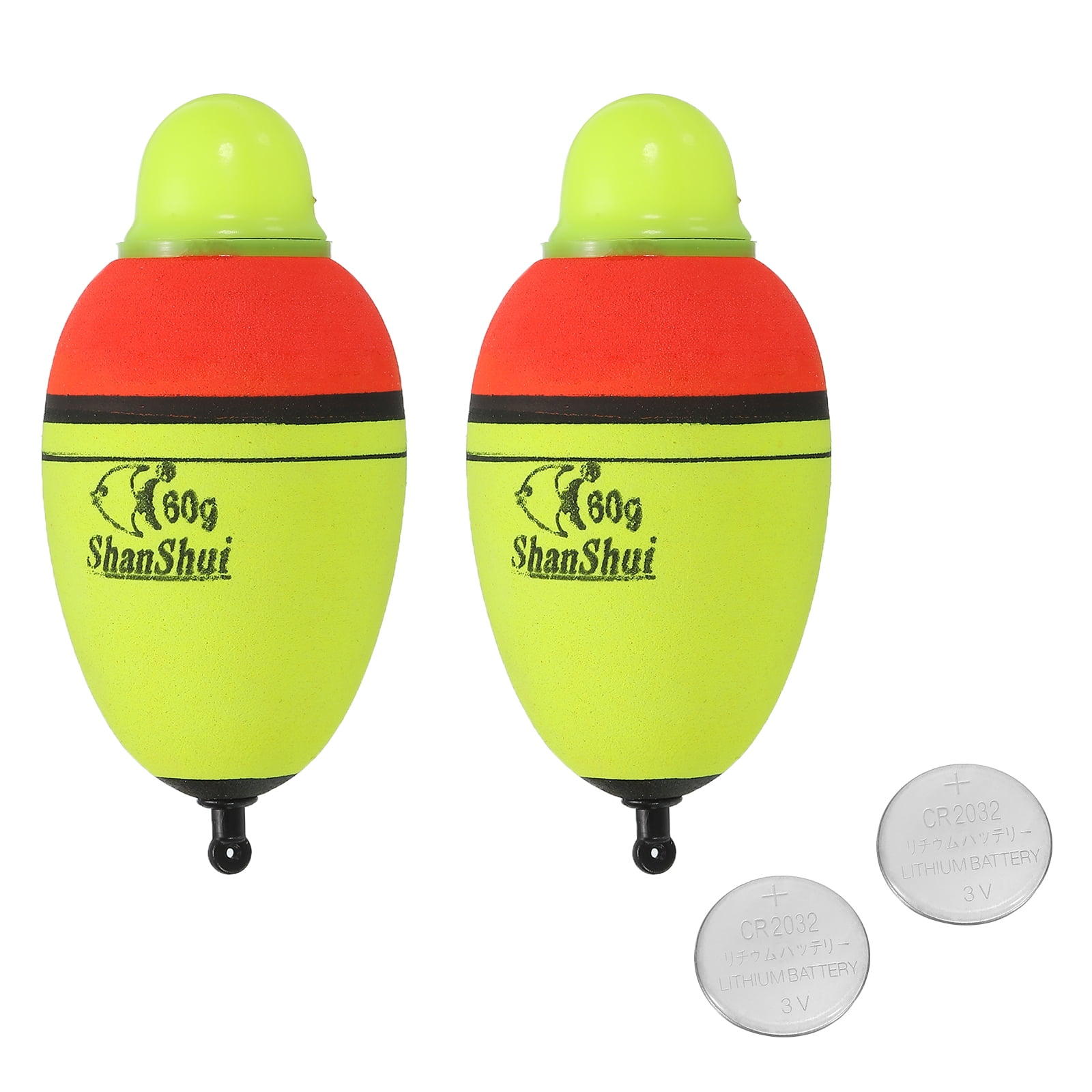 2.1oz Lighted Fishing Slip Bobbers EVA Green Red LED Light Up Fishing ...