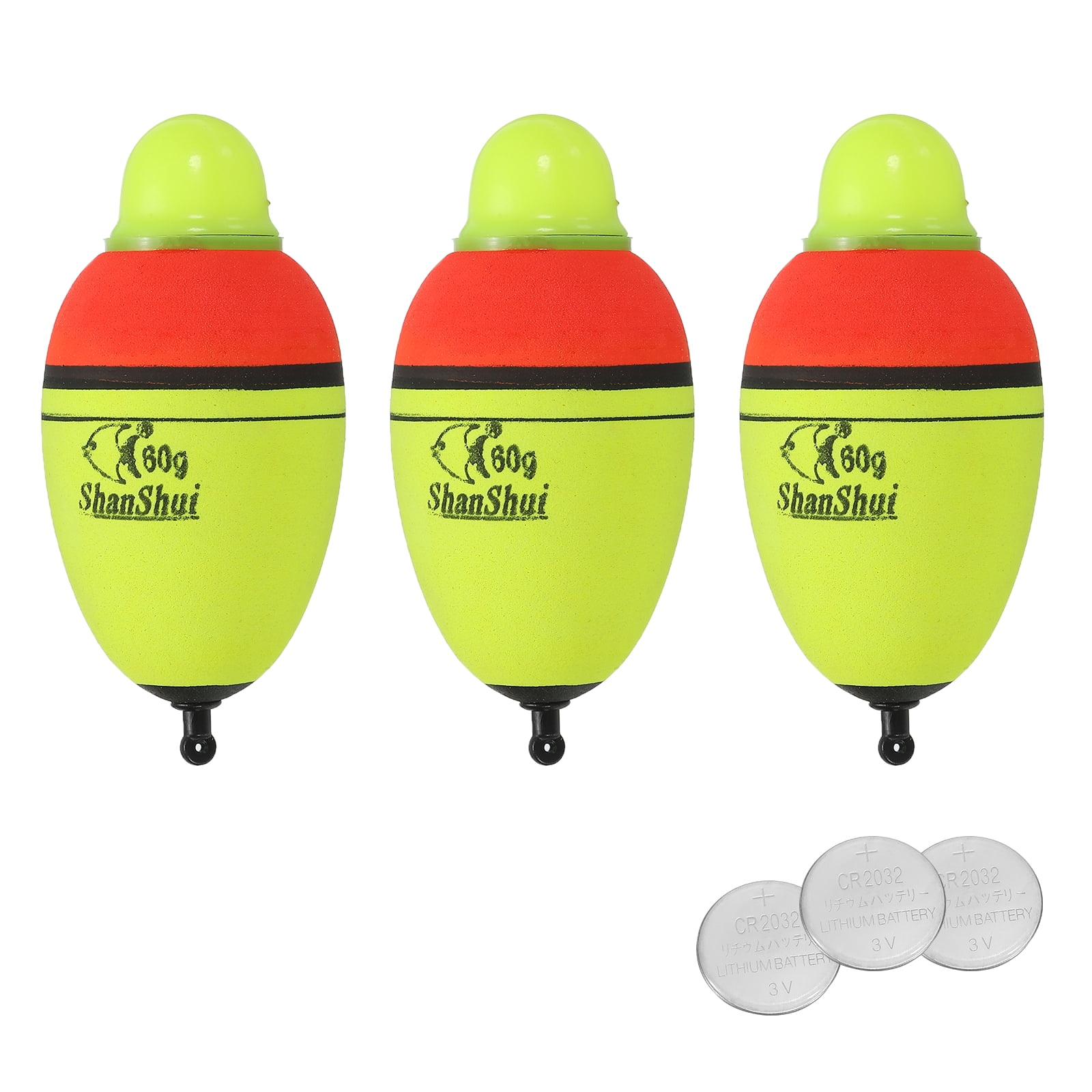 2.1oz Lighted Fishing Slip Bobbers EVA Green Red LED Light Up Fishing ...