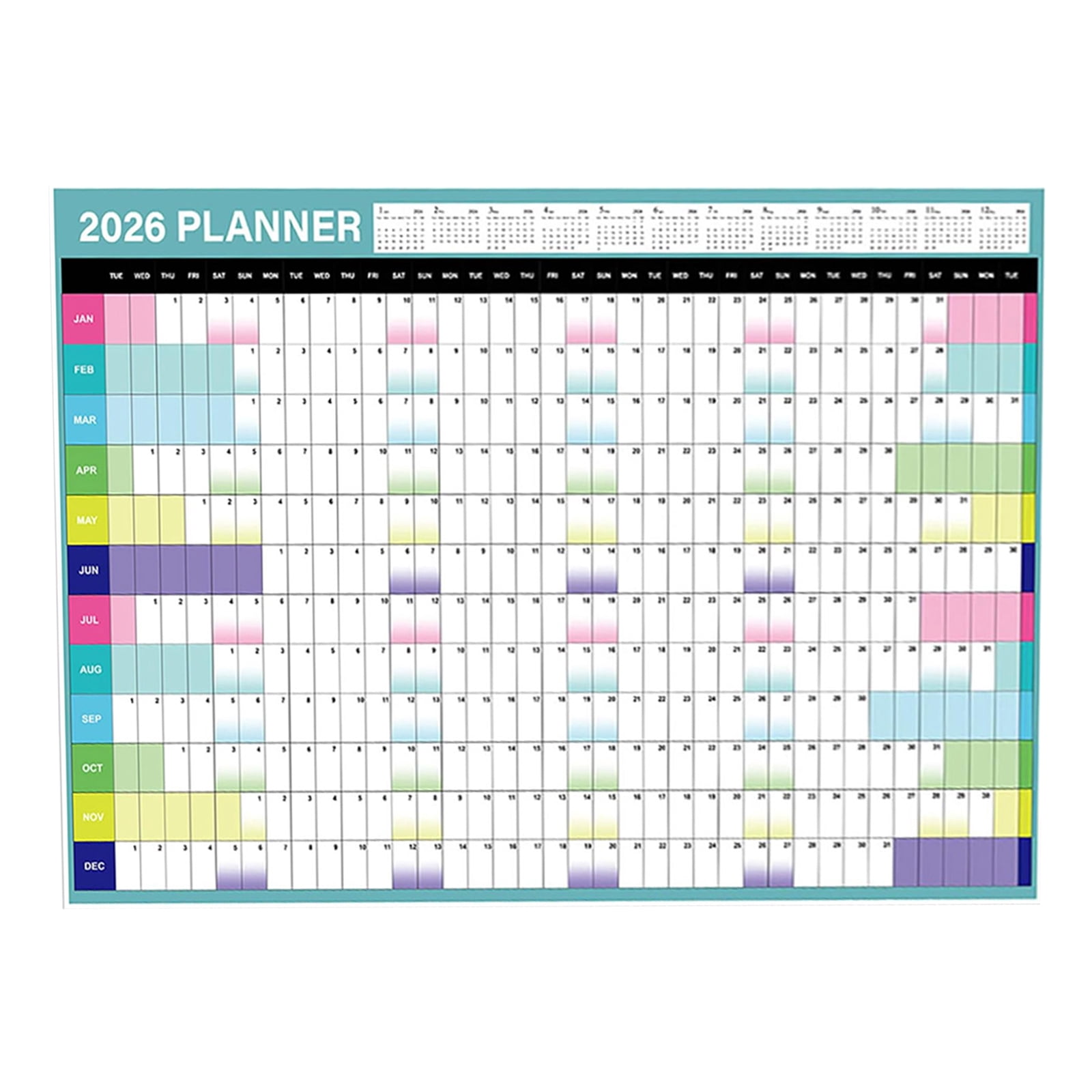 2/1pcs 2026 Annual Wall Calendar 12 Month Annual Wall Planner with ...