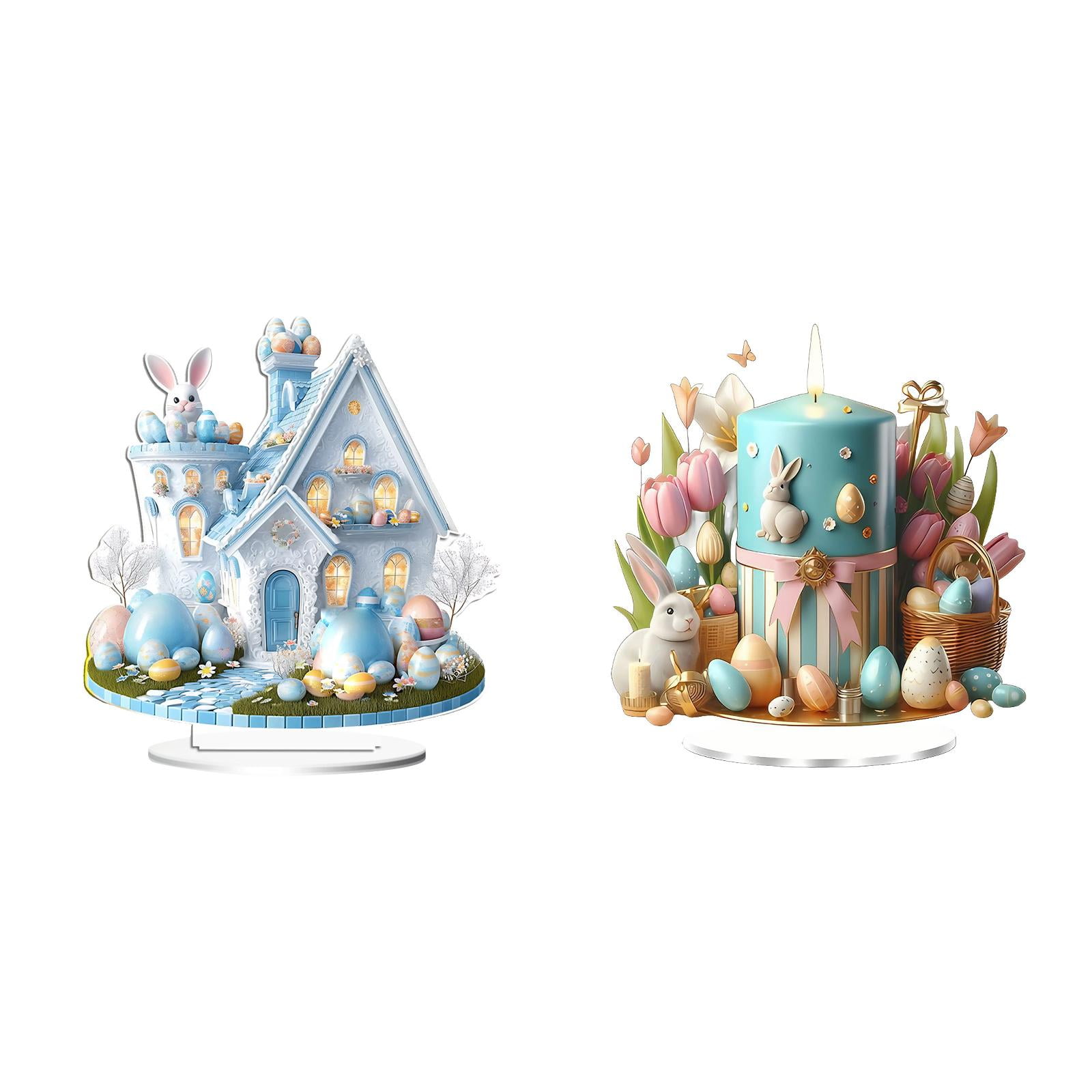 2/1pcs 2D Flat Acrylic Bunny Decoration Easter Bunny Eggs Desktop ...