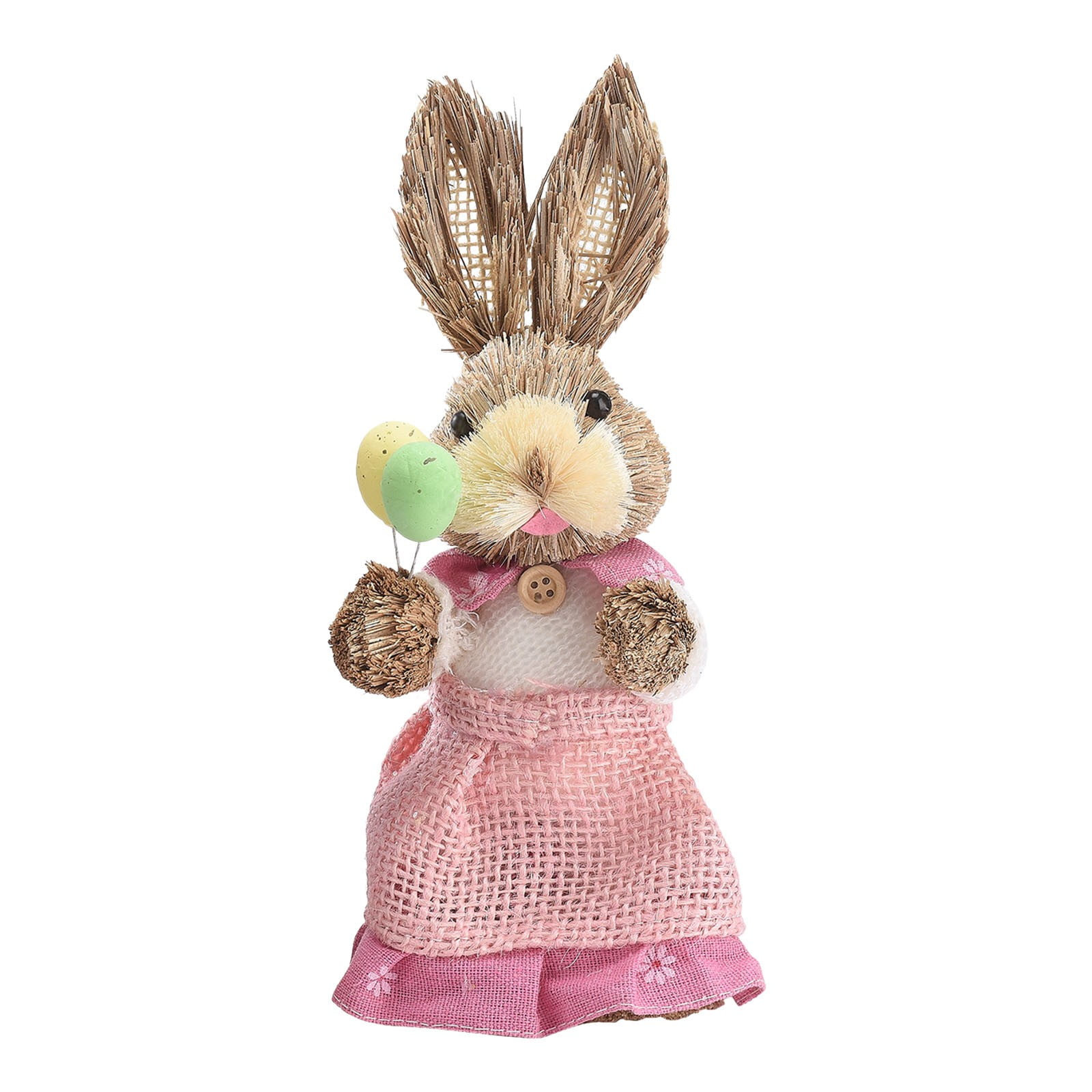 2/1pcs Easter Decorations Bunny Figurines With Eggs Spring Straw Rabbit ...