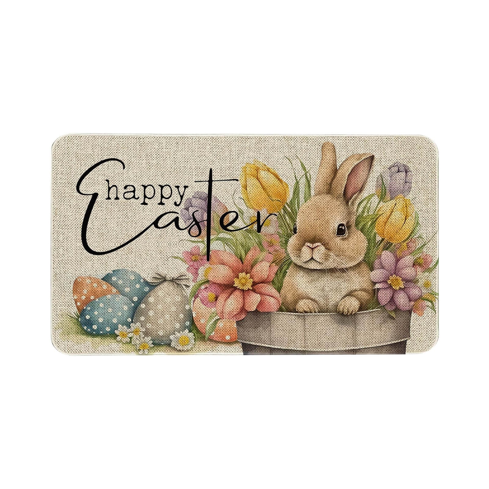 2/1pcs Easter Welcome Doormat Outdoor Easter Bunny Egg Doormat Indoor ...