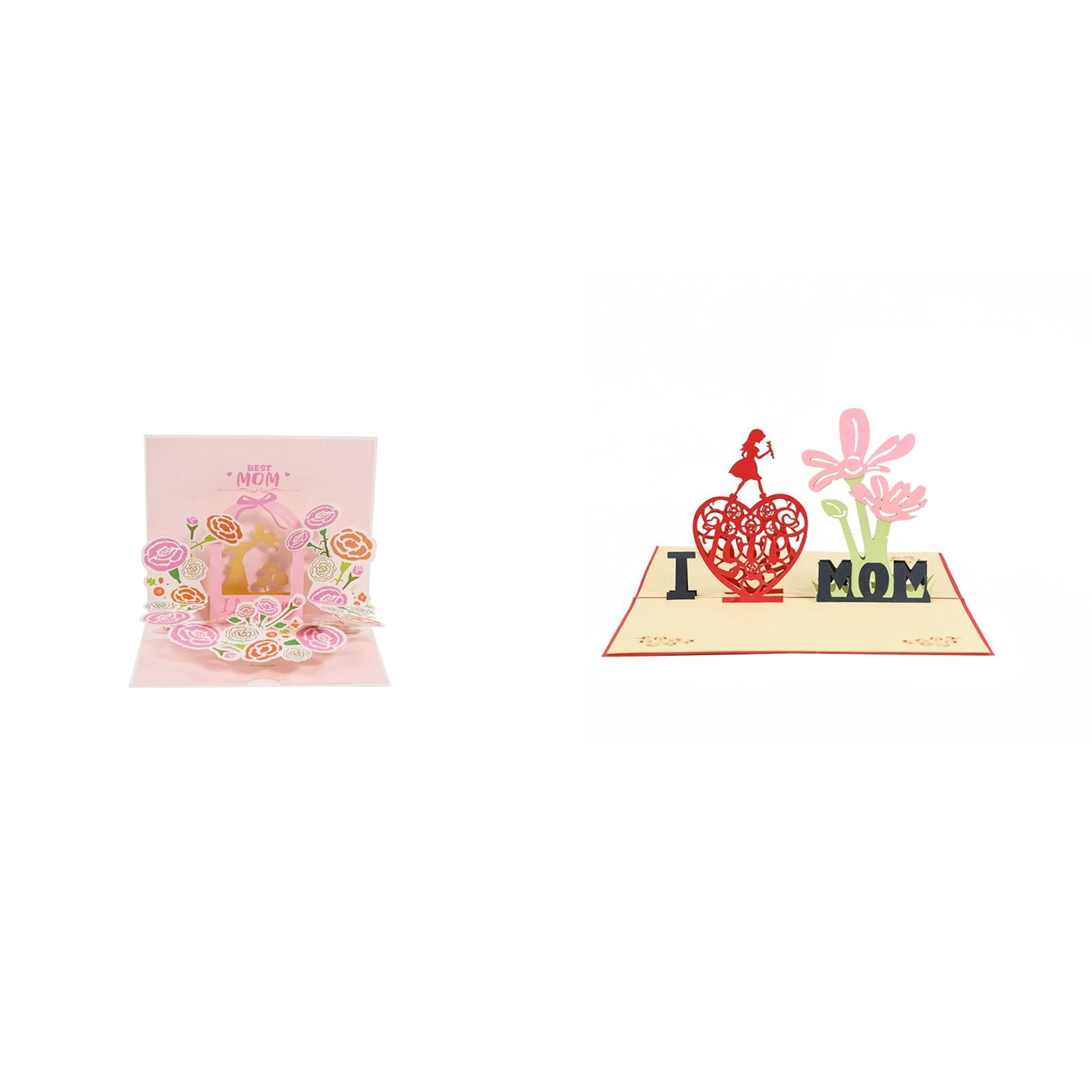 2/1pcs Mothers Day Pop Up Card Floral Pop-Up Flower Bouquet Card For ...