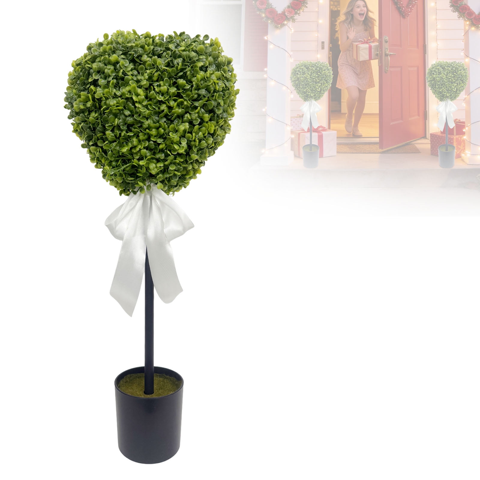 2/1pcs Valentine's Day Decorative Plants 2026 Heart Shaped Topiary ...