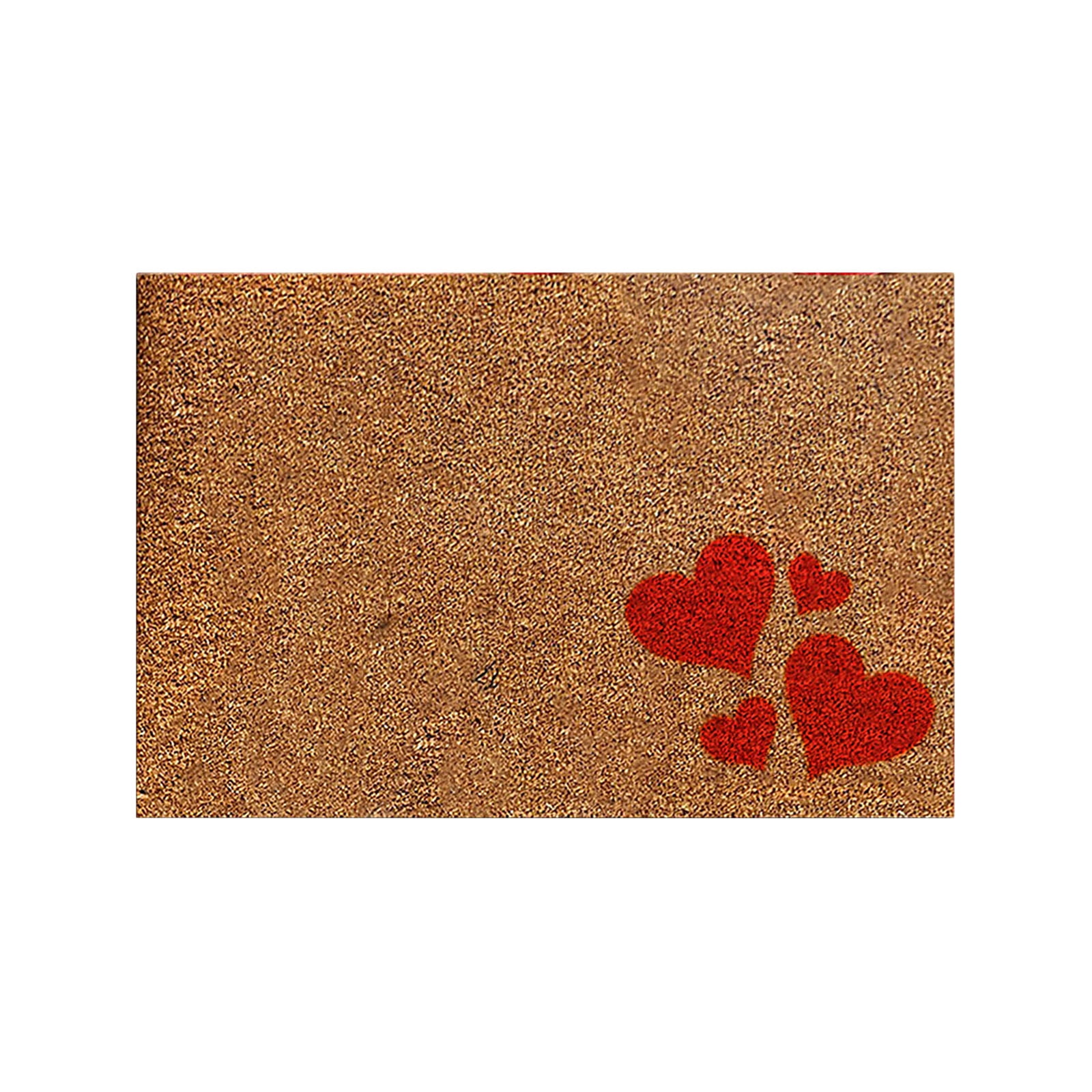 2/1pcs Valentine's Day Natural Coir Door Mat Red Black Heart Pattern ...