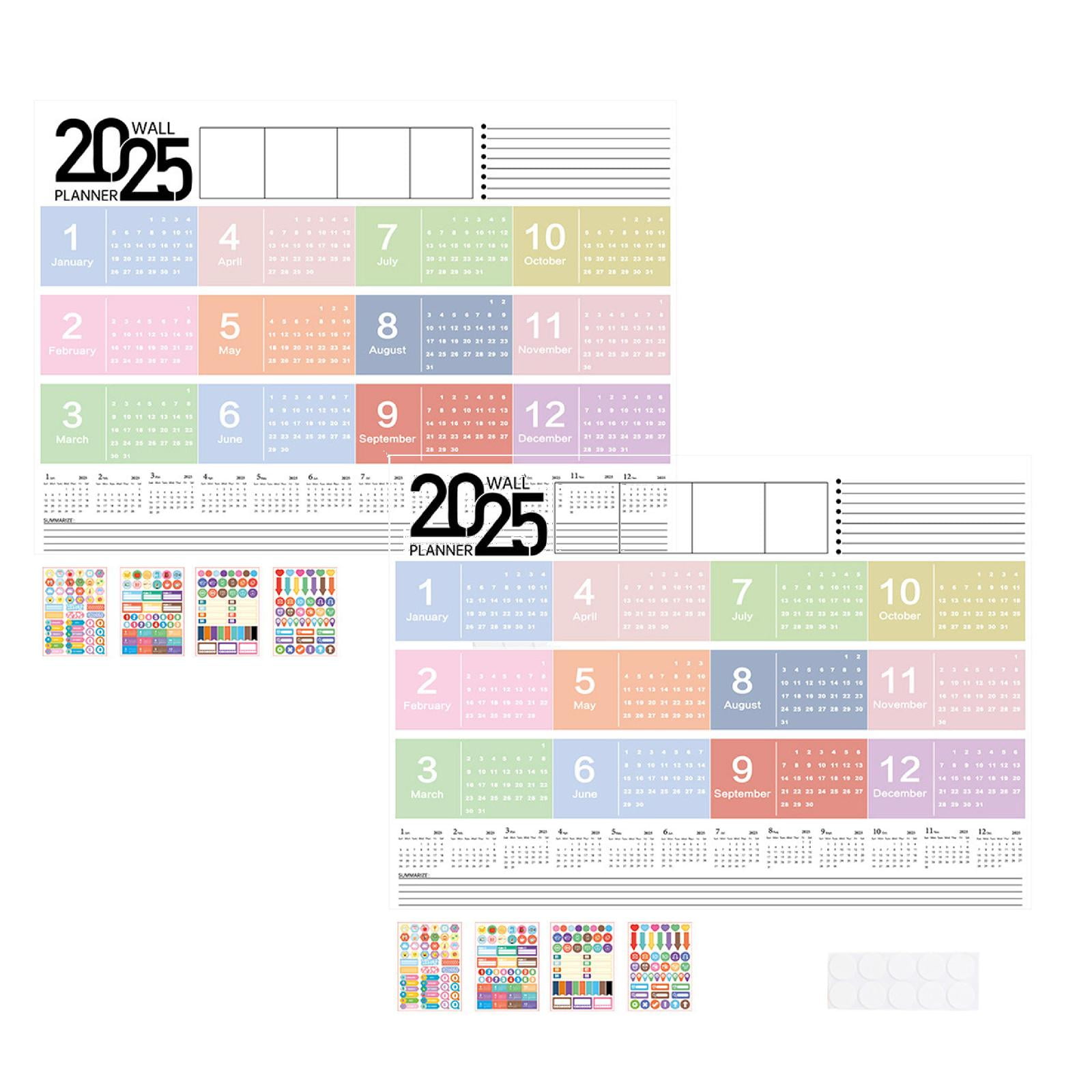 2/1pcs2025 Yearly Wall Calendar with Holidays Full Year Calendar One ...