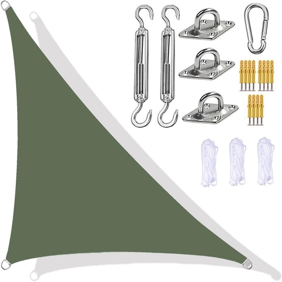2×2×2M Triangle Shade Sail Canopy with Hardware Kit Oxford Cloth Sun ...