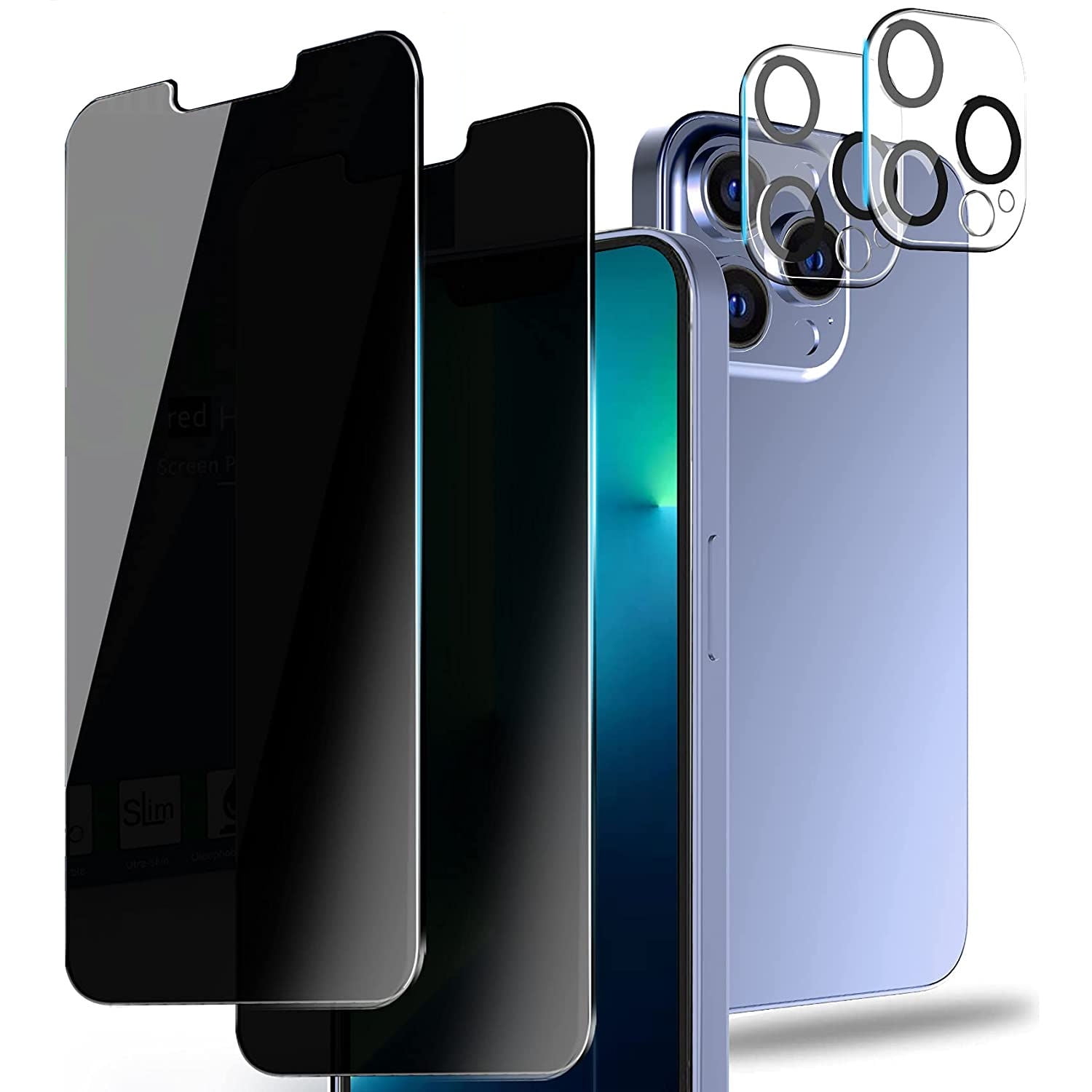 2+2 Combo Pack 2-Pack Privacy Tempered Glass Screen Protector + 2-Pack ...