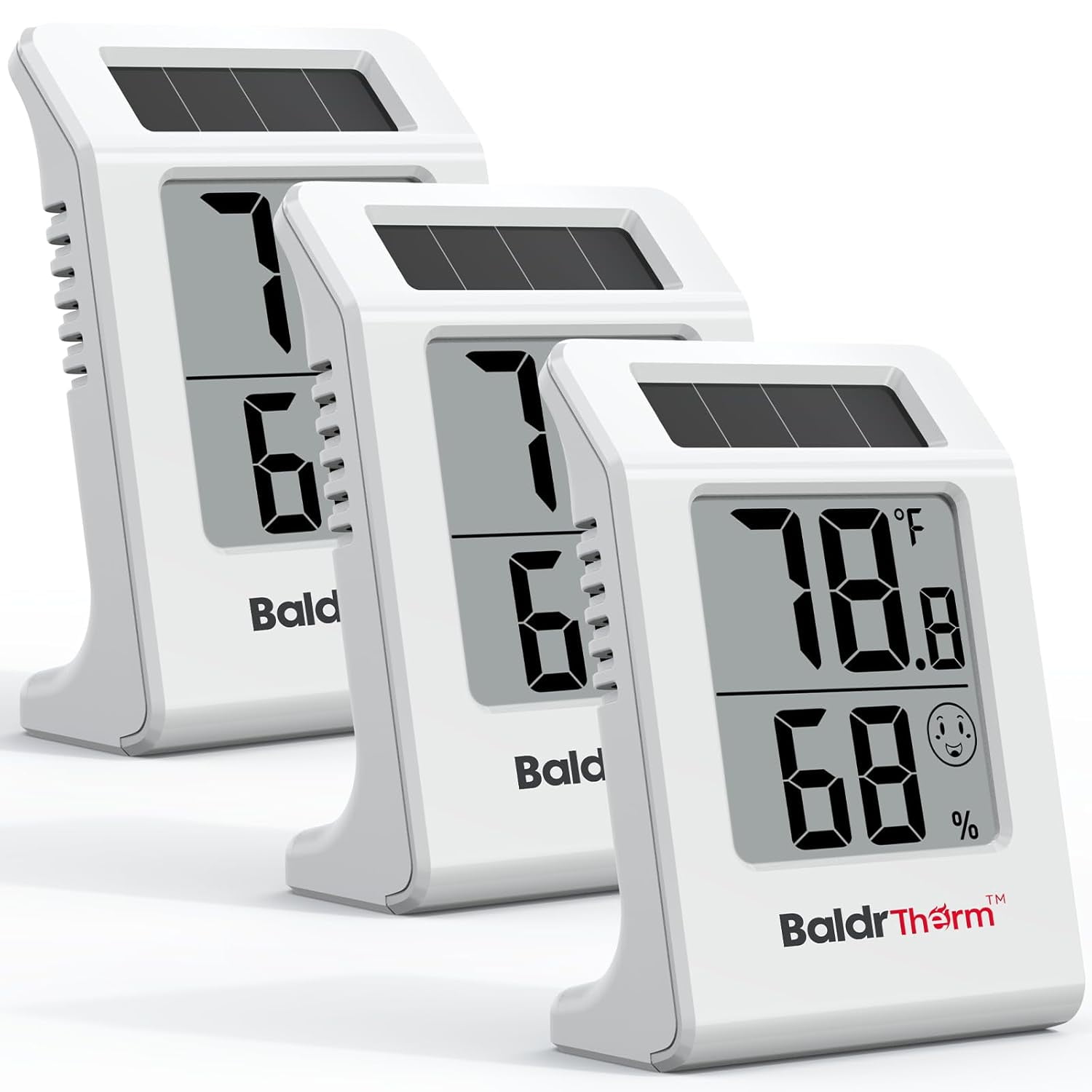 2.2'' Digital Thermometer and Hygrometer Meter, Solar-Powered Indoor ...