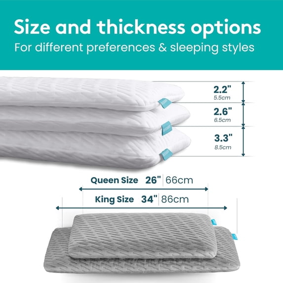 2.2 Inch Super Thin Pillow for Sleeping | Cool-to-Touch Premium Memory ...