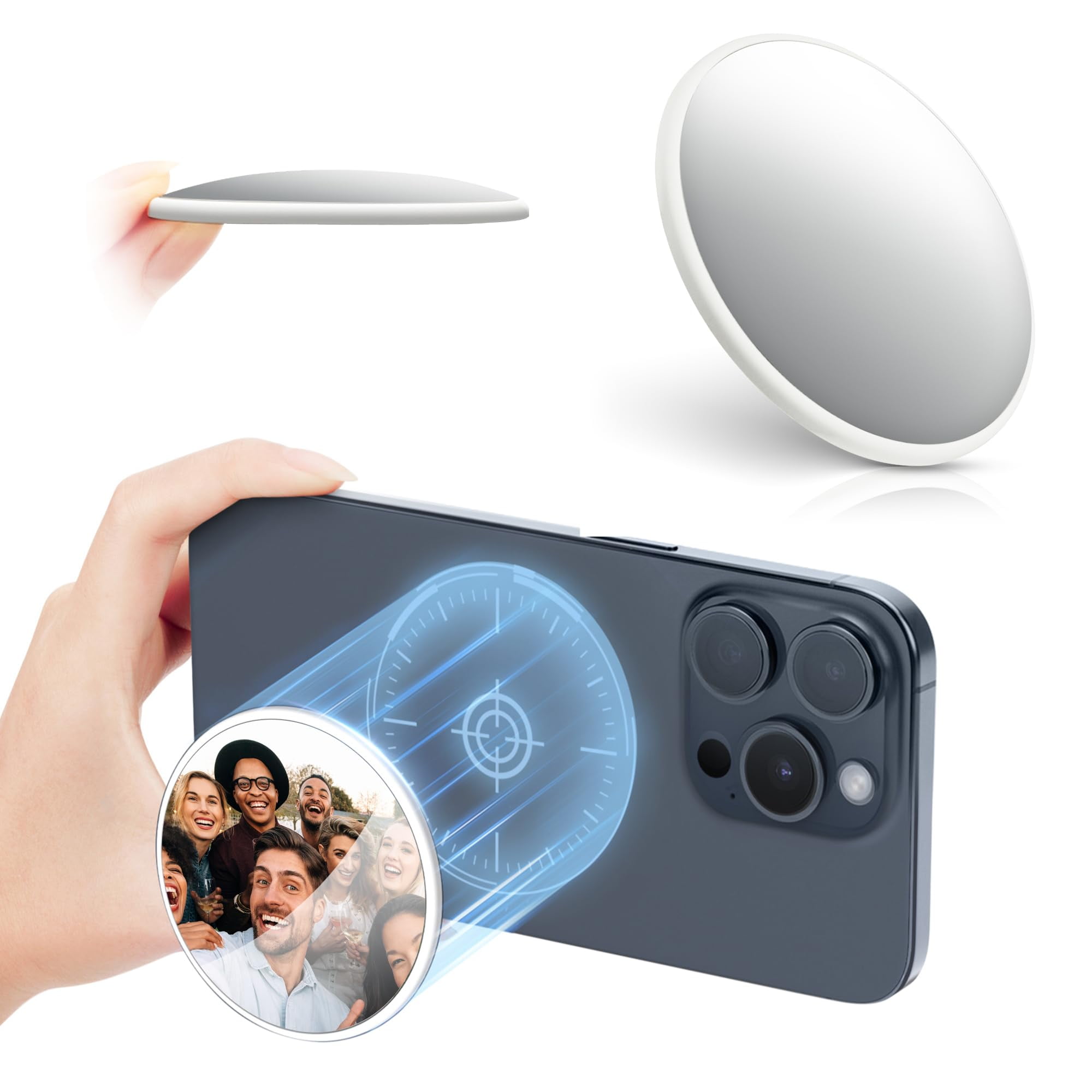 2.2" Magnetic Selfie Mirror for Back Camera，Slim Cell Phone Convex ...