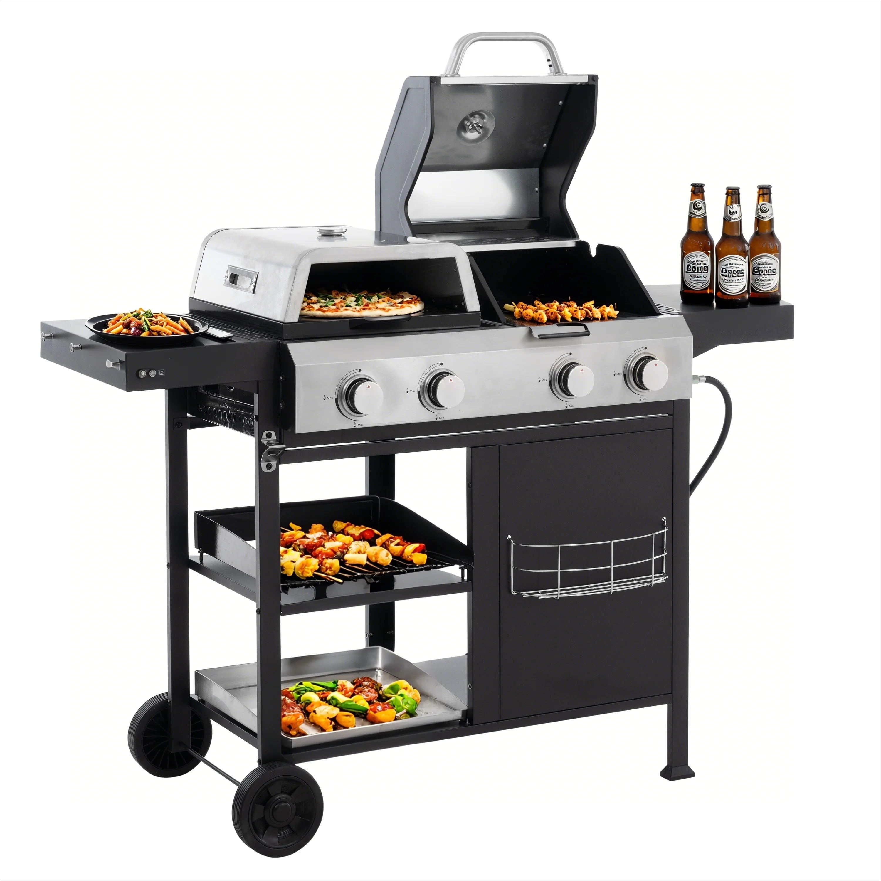 2+2 Multi-Function Burner Gas Grill and Griddle Combo with Cover ...