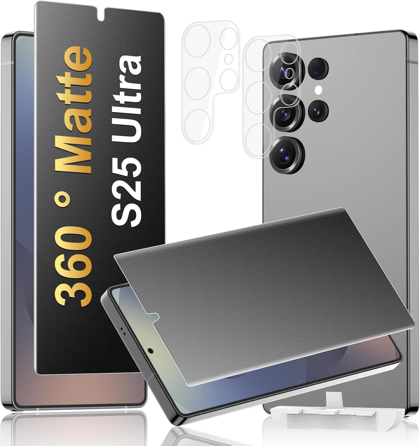[2+2 Pack] 4 Way 360 ° Matte Privacy Screen Protector for Galaxy S25 ...